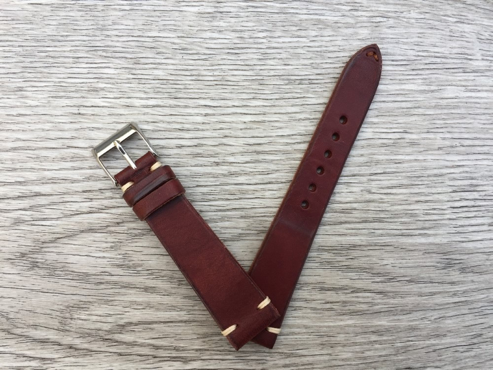 Handmade Burgundy Vintage Leather watch Strap