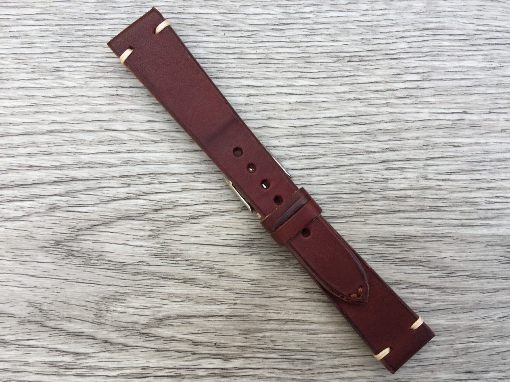 Handmade Burgundy Vintage Leather watch Strap