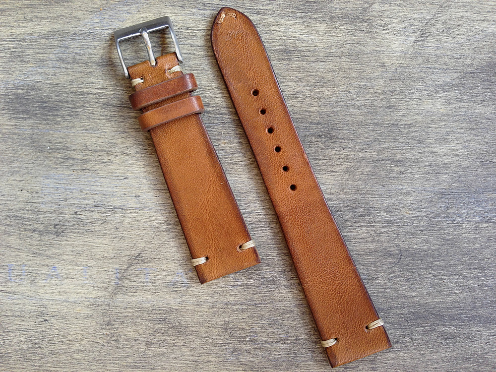 Italian Leather watch strap, Mid Tan Camel