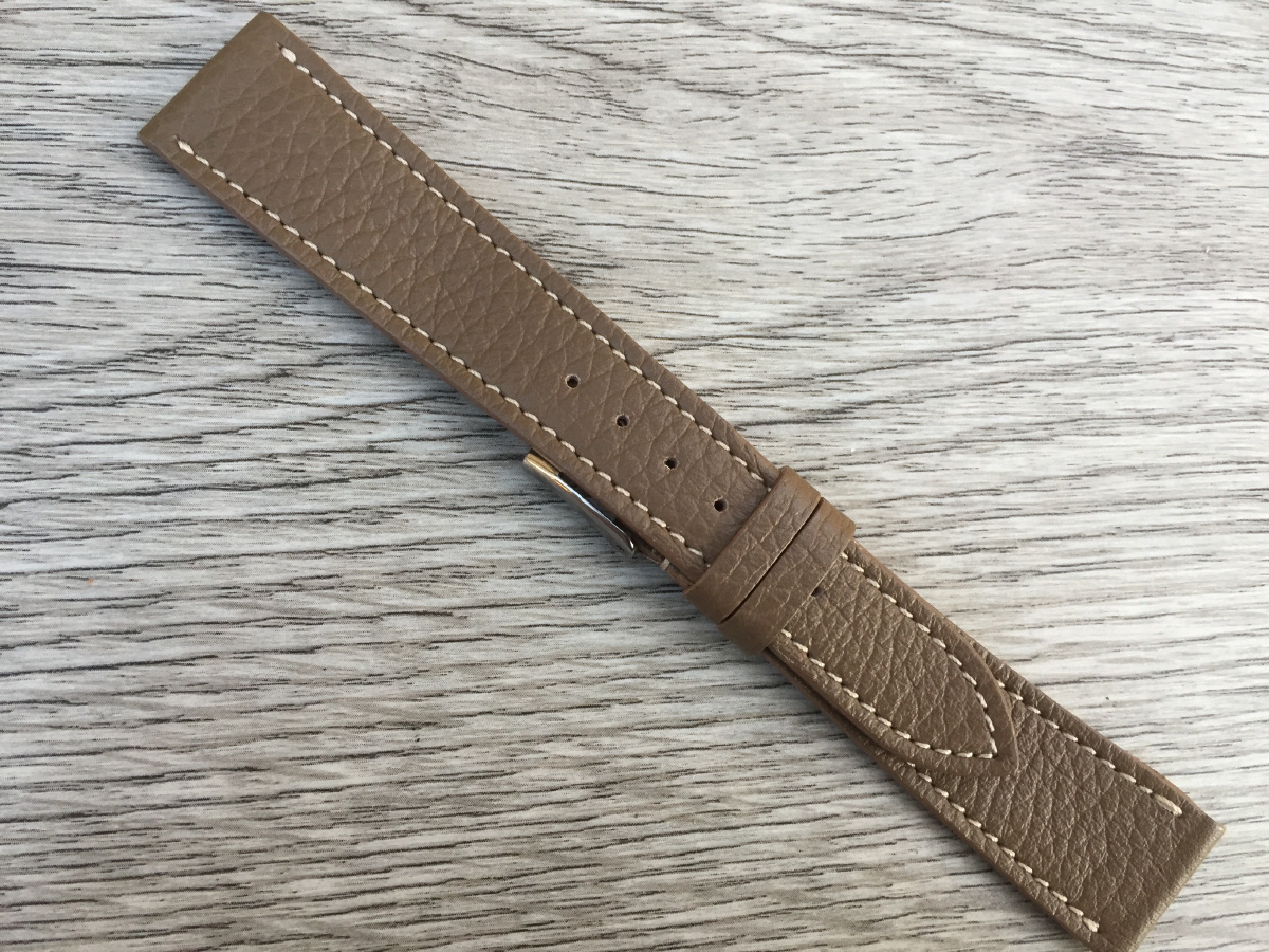 Luxury grained leather watch strap, Taupe
