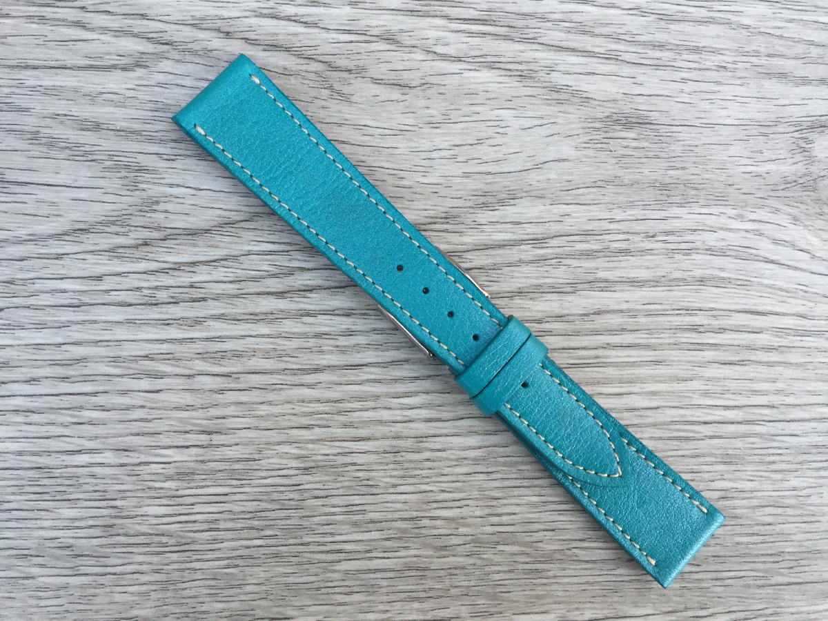 Handmade Elegant HERM smooth leather Light Blue watch strap