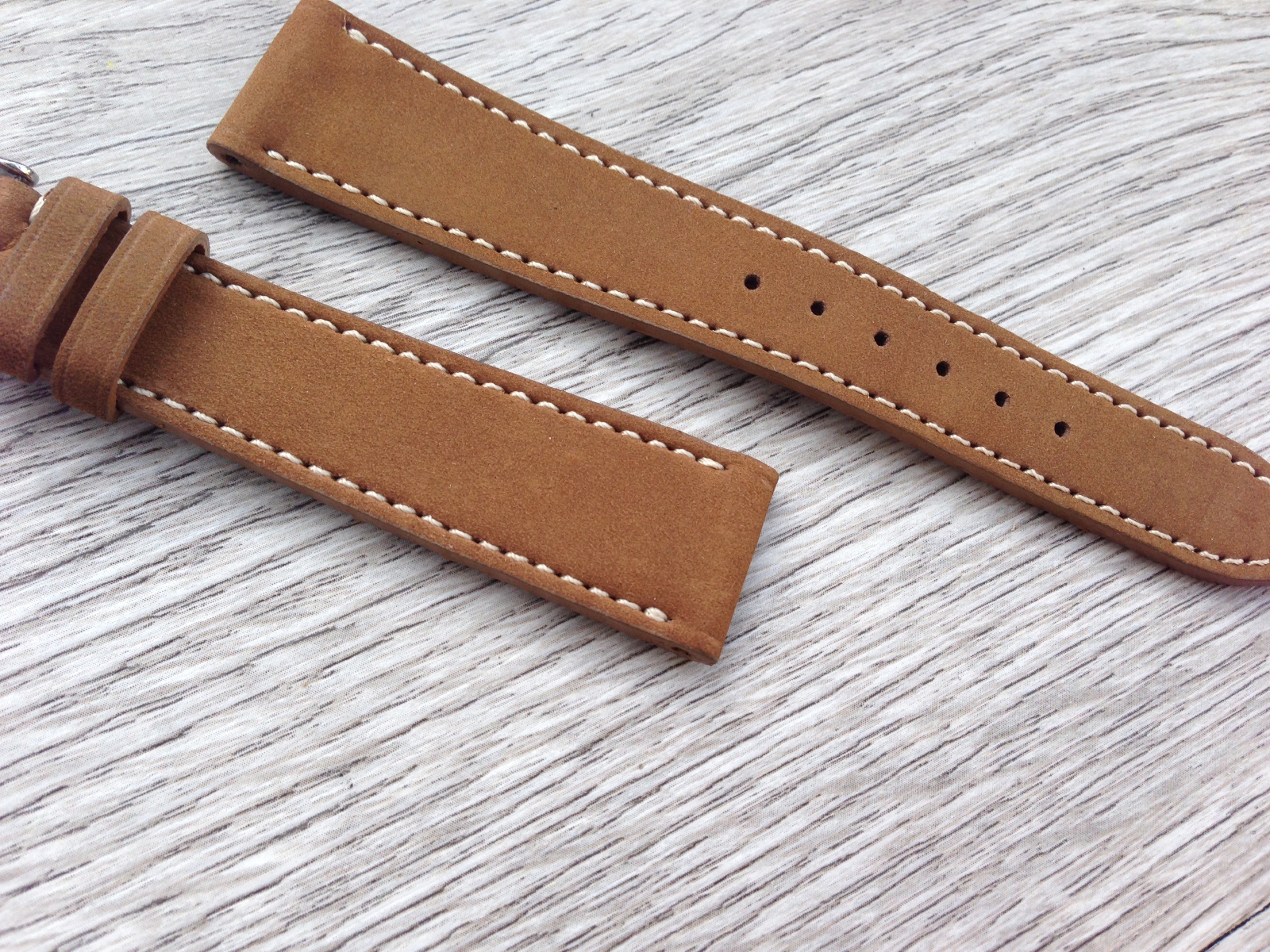 Genuine handmade Nubuck calfskin Dark Gold watch strap