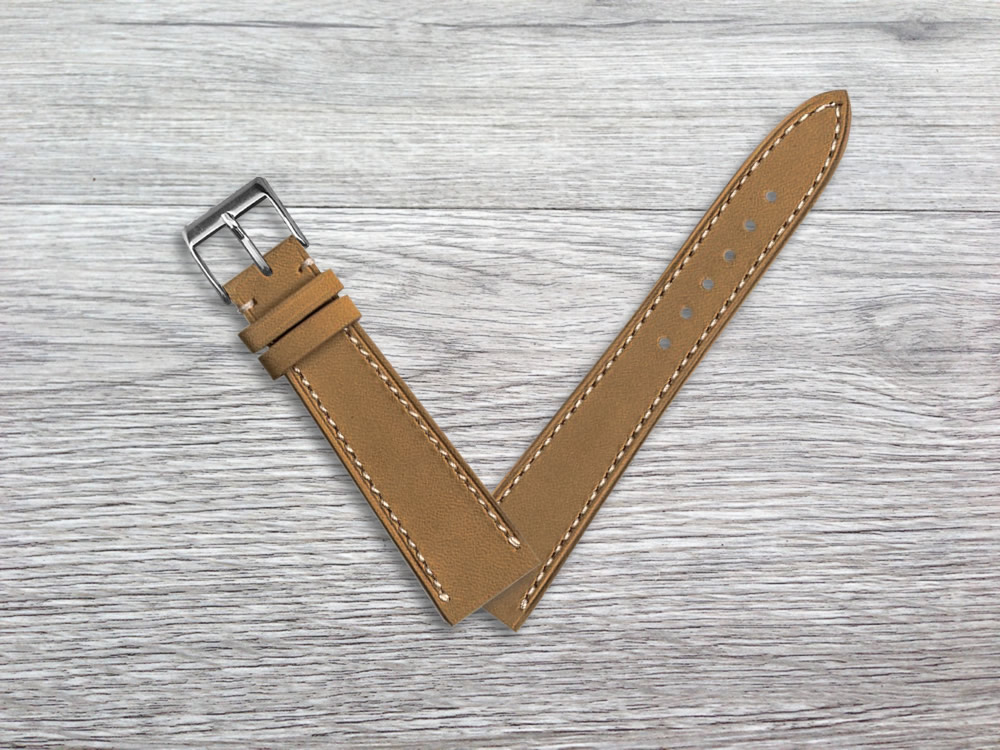 Genuine handmade Nubuck calfskin Gold watch strap